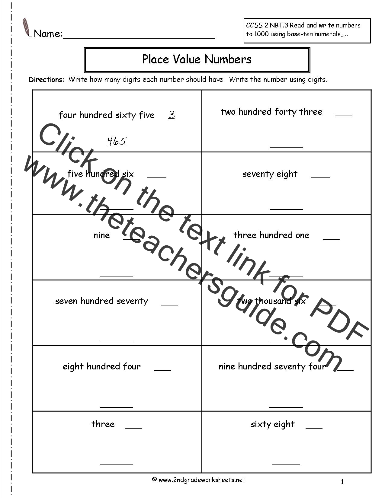 Second Grade Place Value Worksheets Second Grade Place Value Worksheets