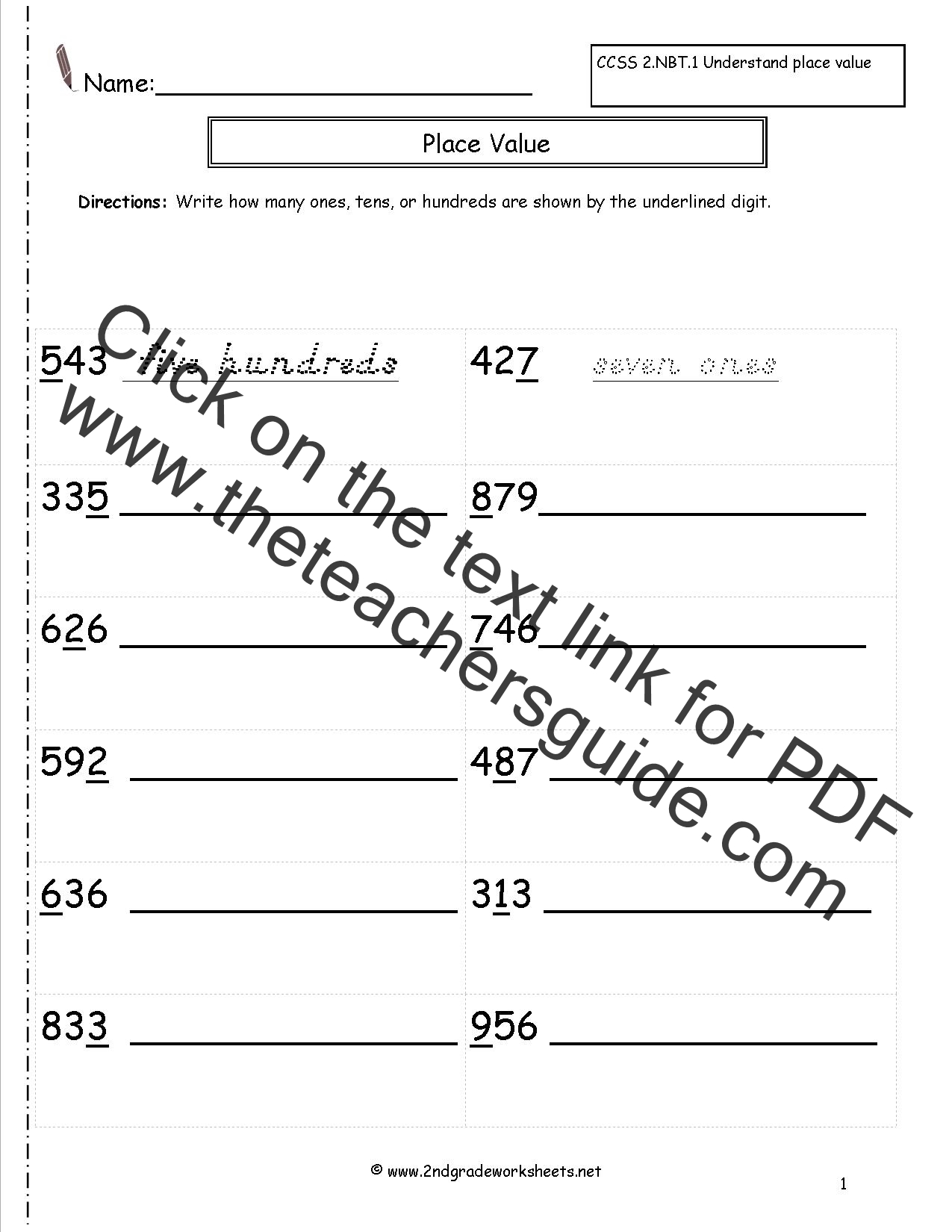 Second Grade Place Value Worksheets Second Grade Place Value Worksheets