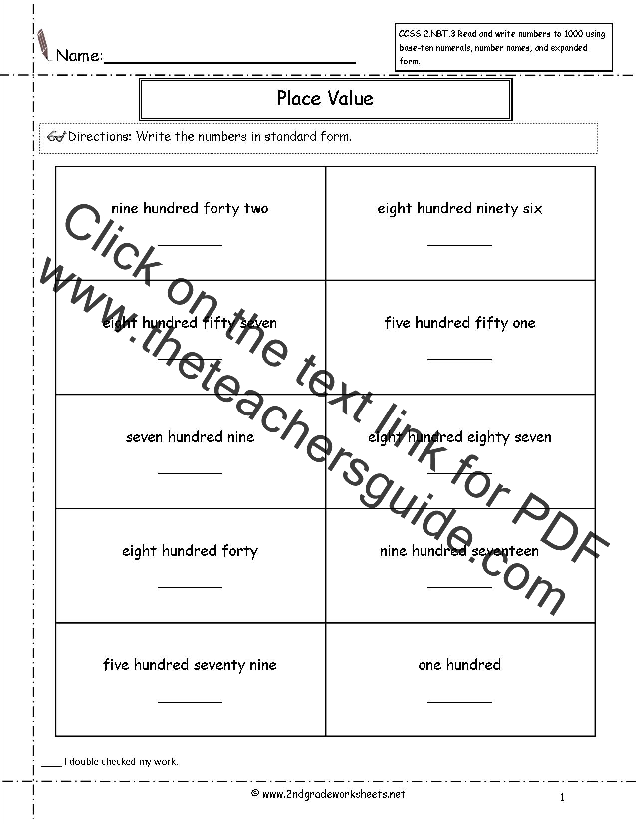 CCSS 2 NBT 3 Worksheets Place Value Worksheets Read And Write Numbers