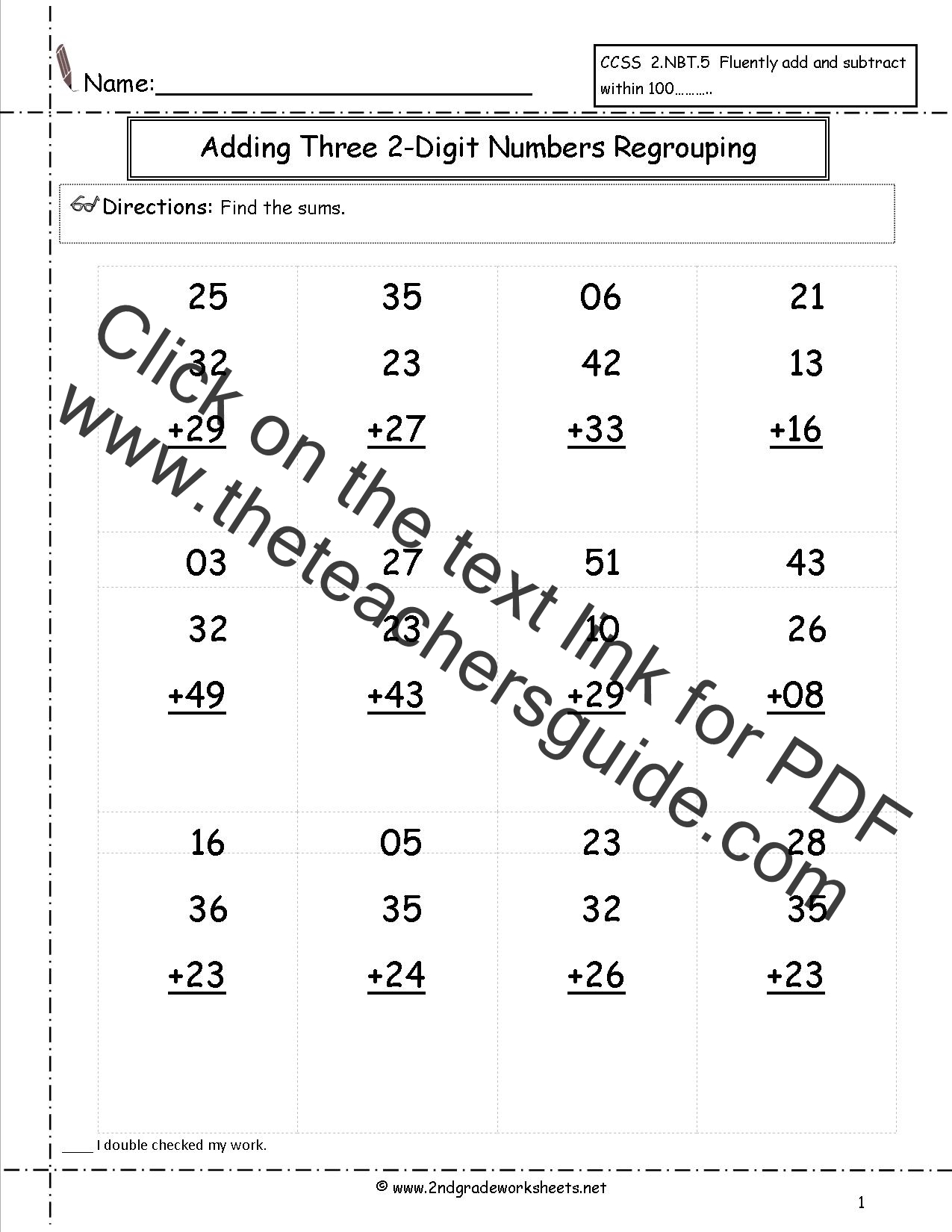 Two Digit Addition Worksheets
